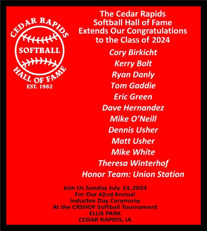 2024 Inductee Biographies | crsoftballhof.com